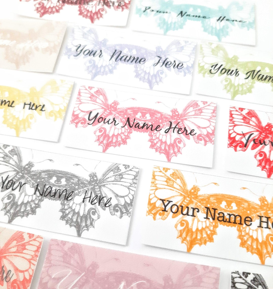 Butterflies Printed Sew on Fabric Labels, Custom Labels, Product Label ...