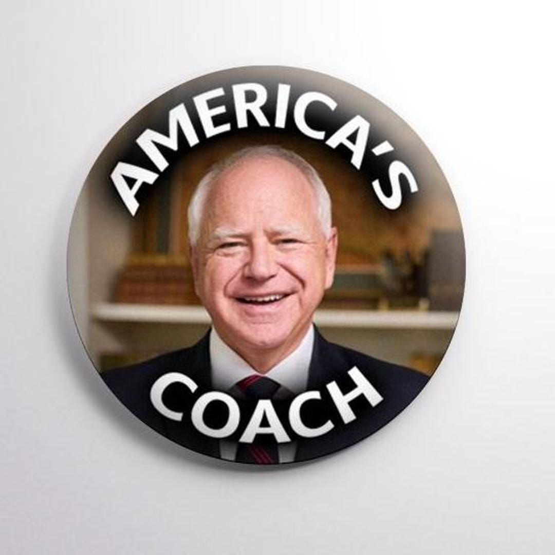 America's Coach Button Kamala Harris/tim Walz 2024 Election 2.25 Button ...