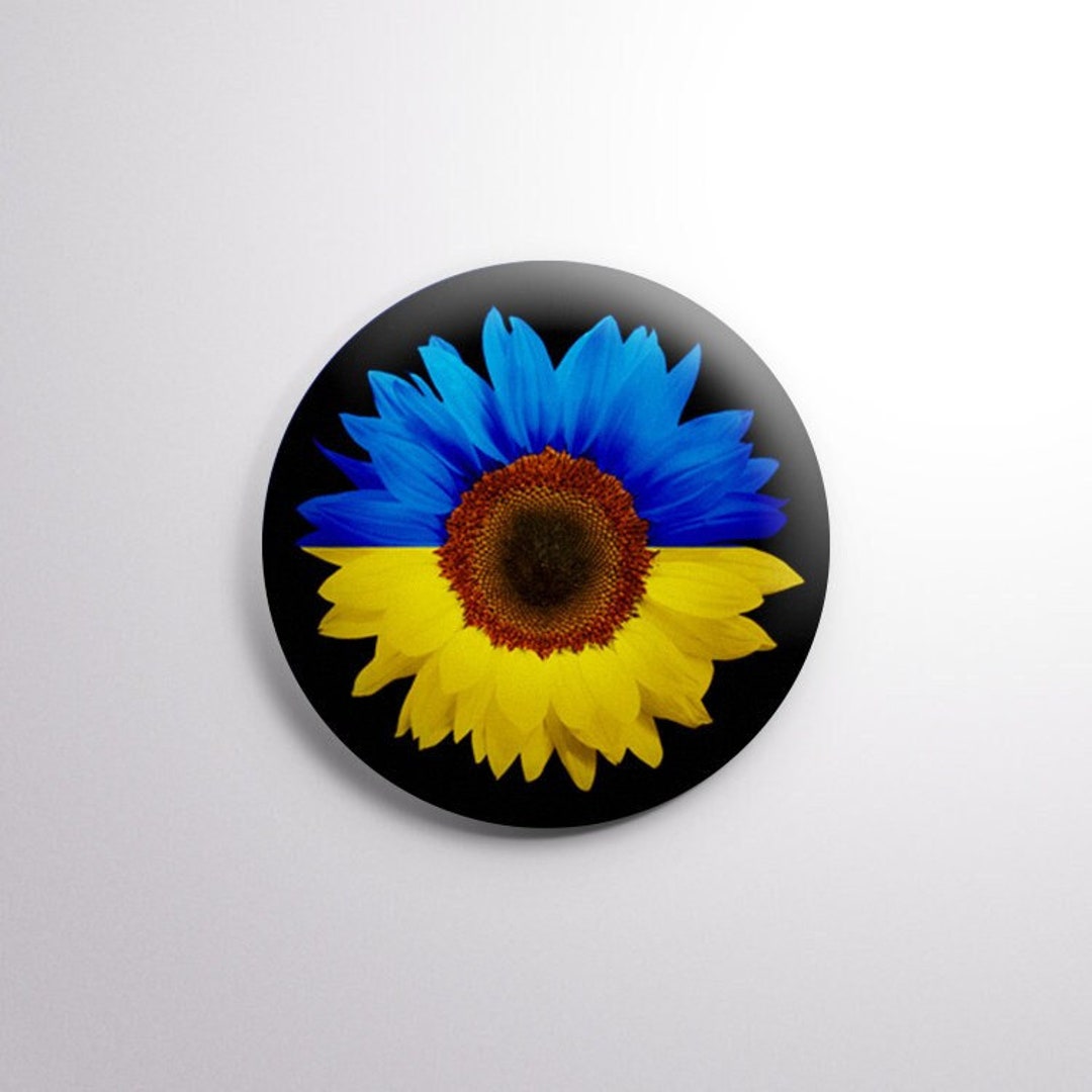 Ukrainian Sunflower Flag Button - Flag of Ukraine - 2.25" (58mm) Button ...