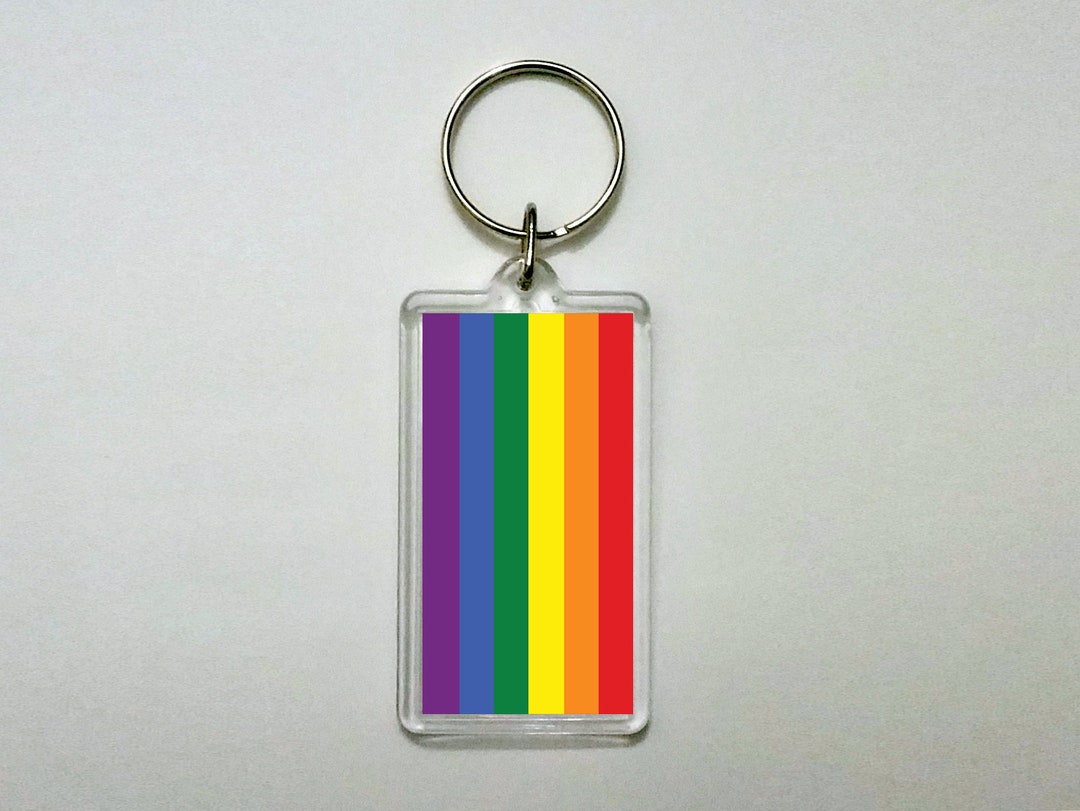 Rainbow - Gay Rights LGBTQ Key Chain. Keychain Size - 1-3/8” Wide X 3-3 ...