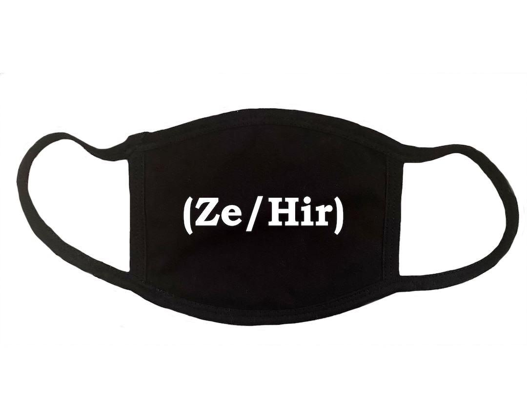 Ze/hir Gender Pronouns Face Mask. Ze Hir Pronoun. 3-ply Cotton Washable ...