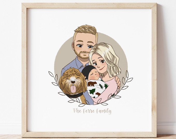 Custom Portrait Drawing, Custom Family Portrait, Custom Couple Portrait ...
