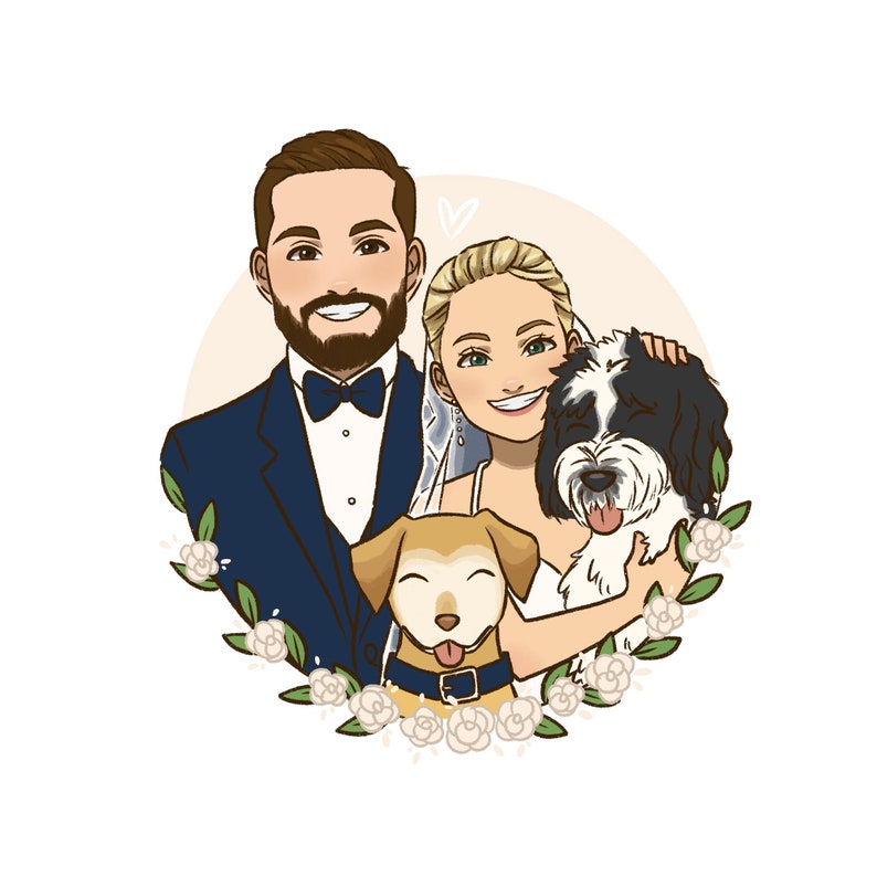 Custom Wedding Portrait Illustration Custom Couple Portrait Etsy