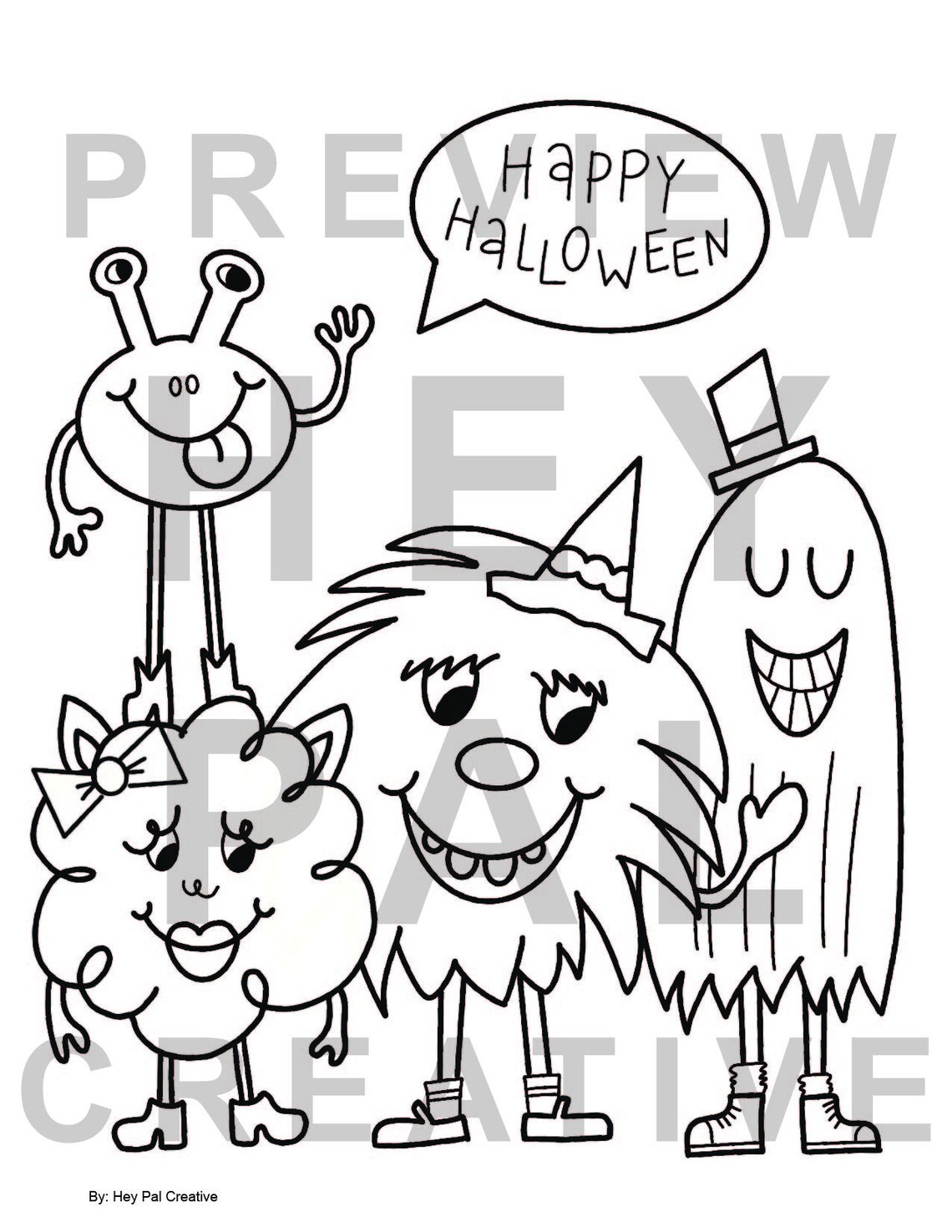 FIVE Halloween Coloring Sheets | Kids Activity | Includes Monsters ...