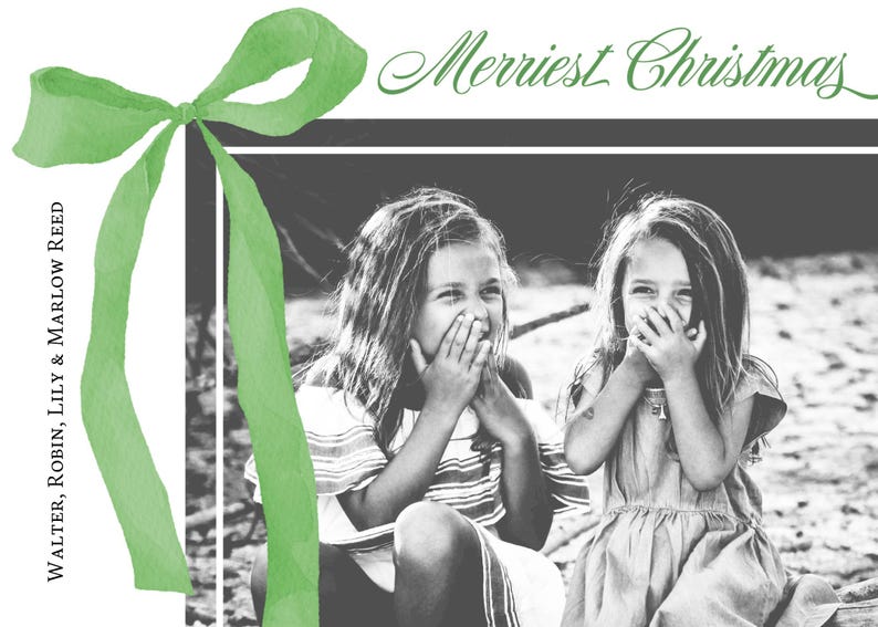 Christmas Bow Card | Simple Elegant Modern | Photo Card | Customize ...