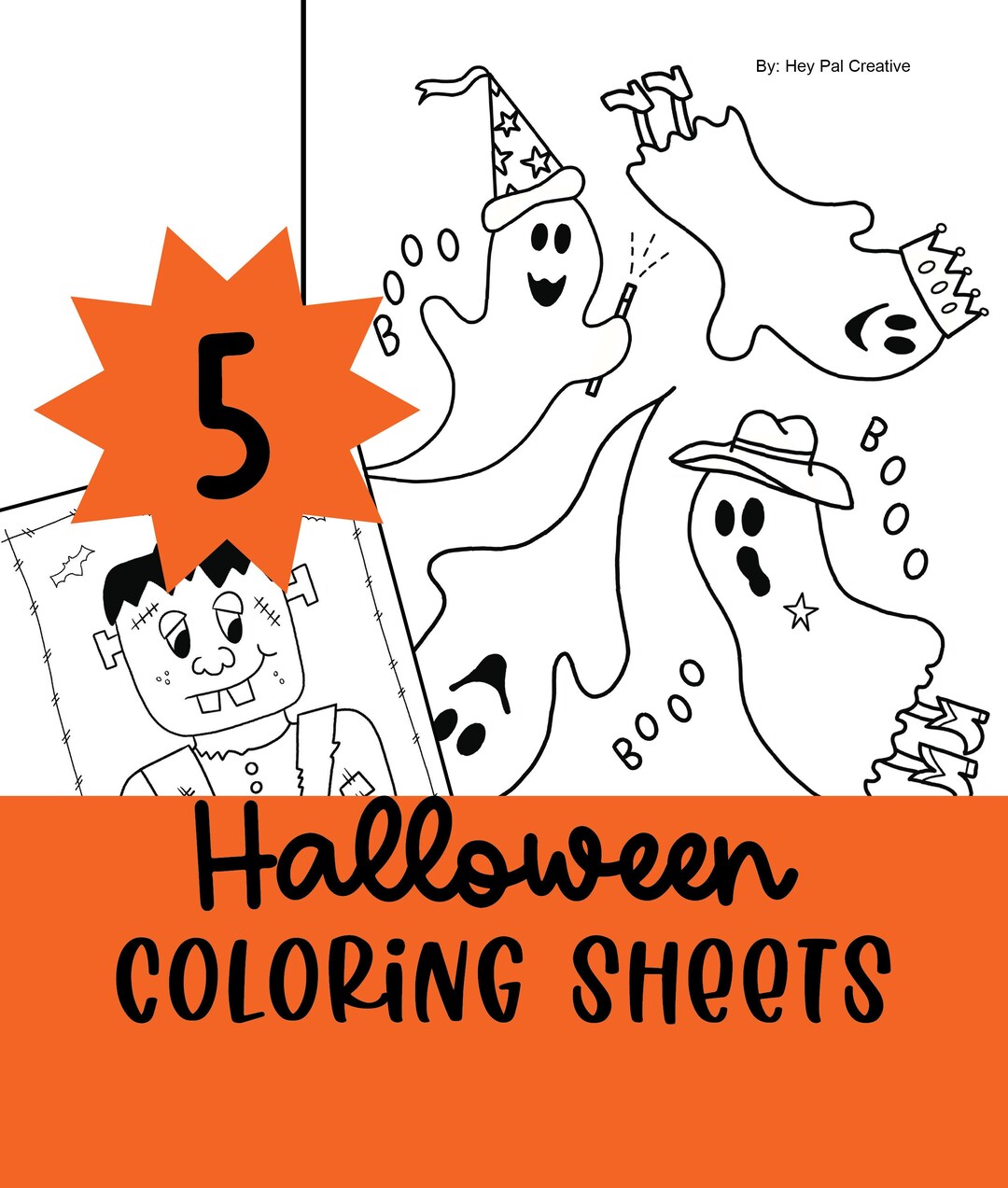 FIVE Halloween Coloring Sheets | Kids Activity | Includes Monsters ...