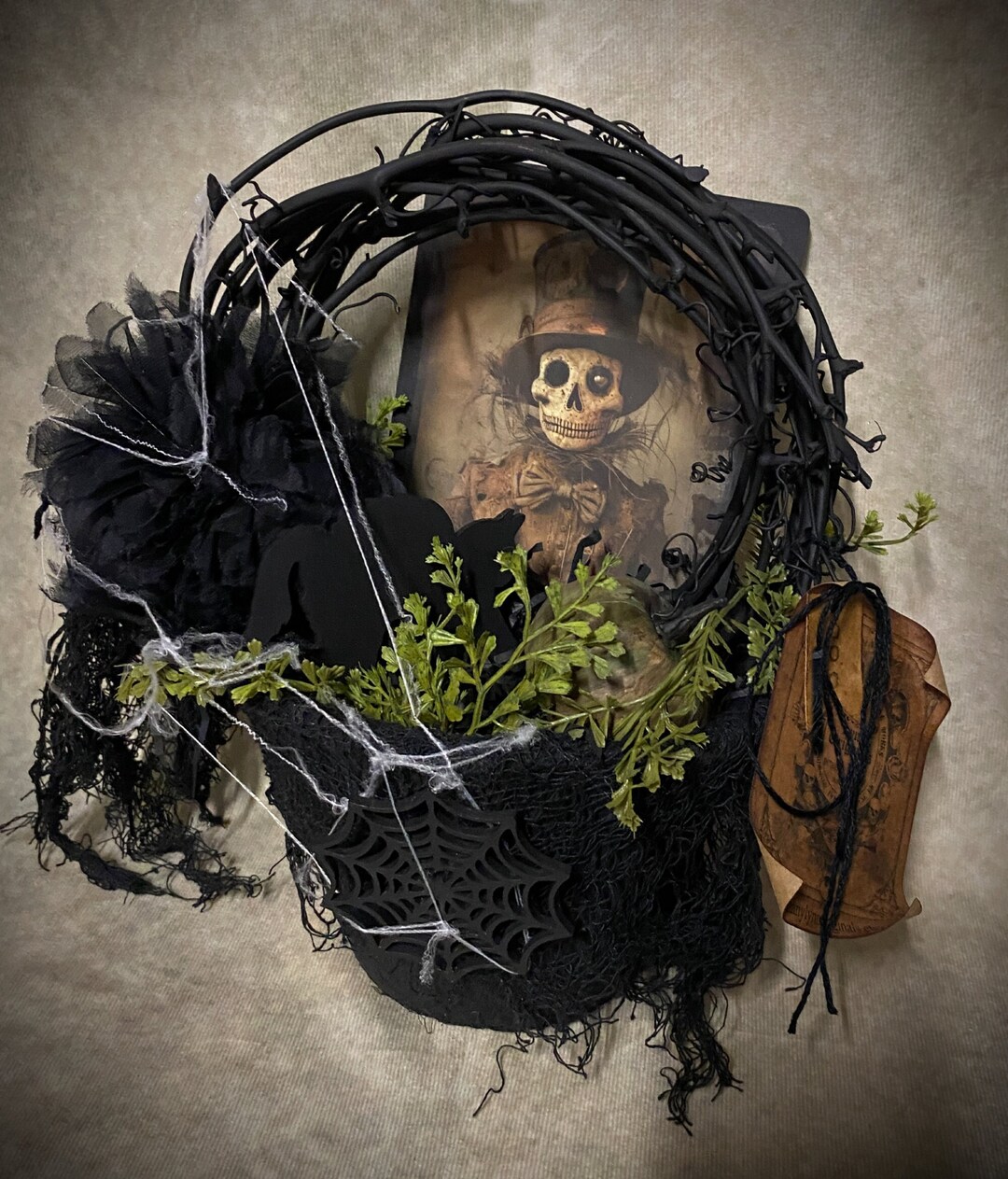 Steampunk Skeleton, Halloween Peat Pot, Halloween Basket, Altered Peat ...