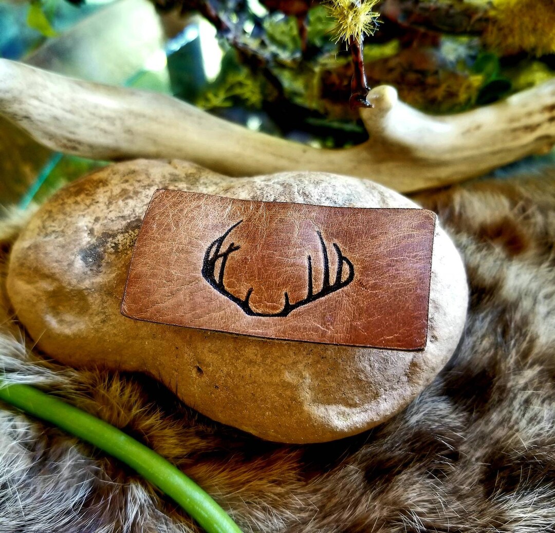 Deer Patch Distressed Antler Leather Patch Brown Leather Patches - Etsy