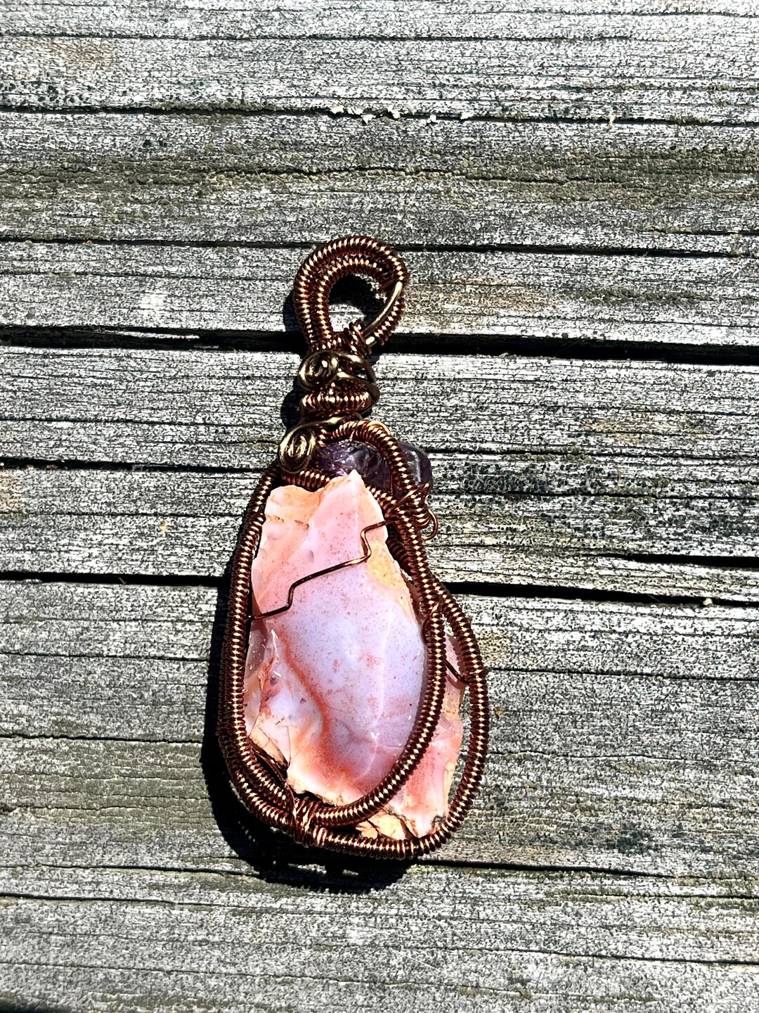 Earthy Petrified Wood Pendant Necklace With Amethyst Gemstone - Etsy