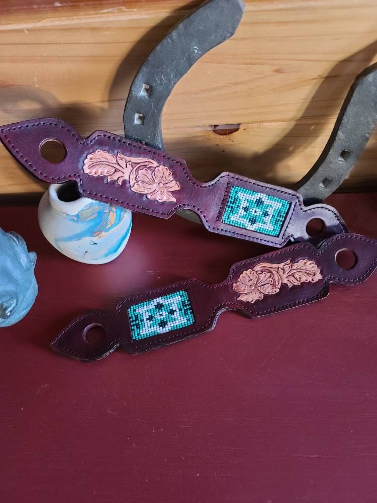 Beaded/tooled Slobber Straps - Etsy