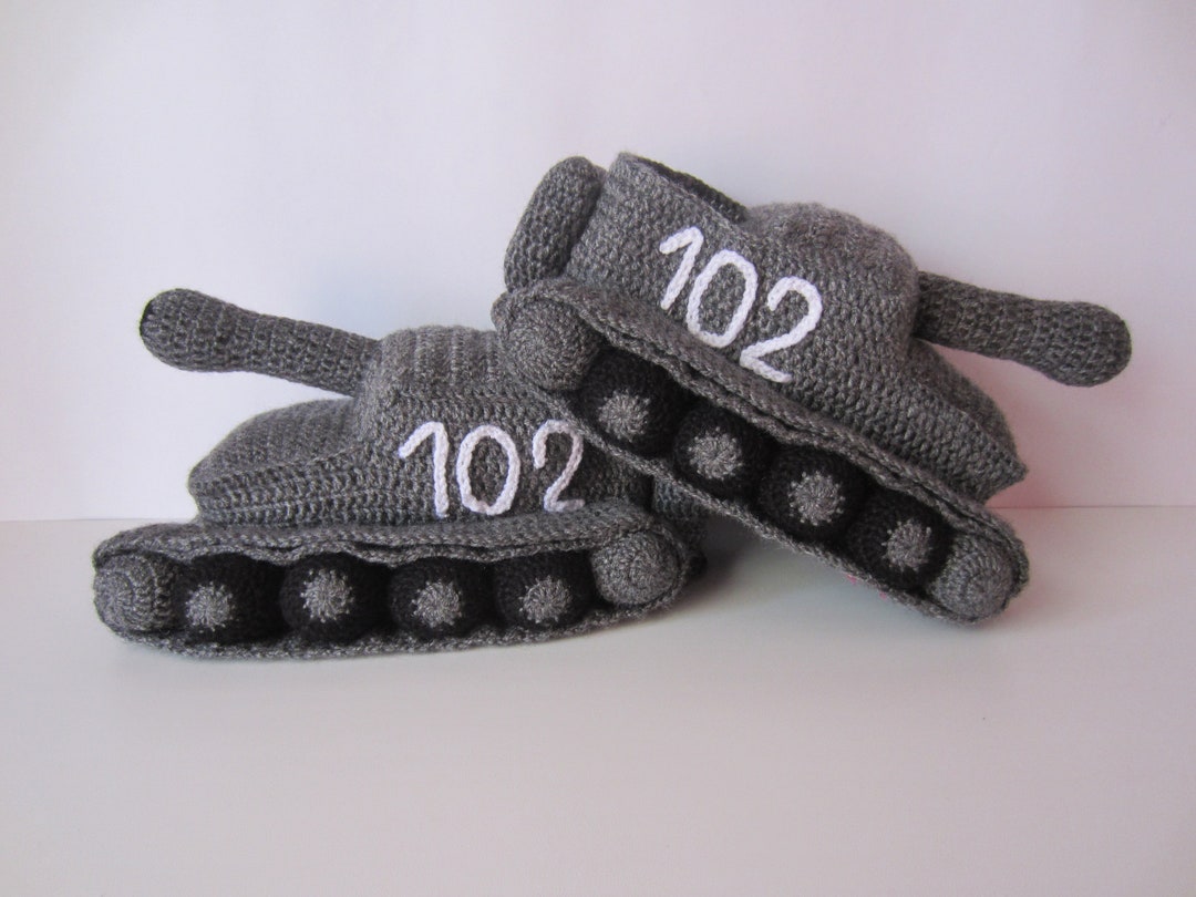 Crochet Tank Slippers, Grey Slippers, Crochet Tank, Tank Slippers ...