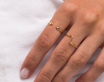 Open triangle ring Gold tiny ring Dainty Ring Minimalist | Etsy