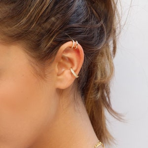 Ear cuff, Cz ear cuff, Dainty ear cuff, Minimalist ear cuff, Delicate ear cuff, double band ear ...