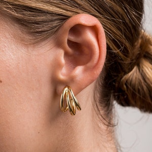 Triple Hoops - Stud Earrings - Gold Hoops - Silver Hoops - Dainty Hoops ...