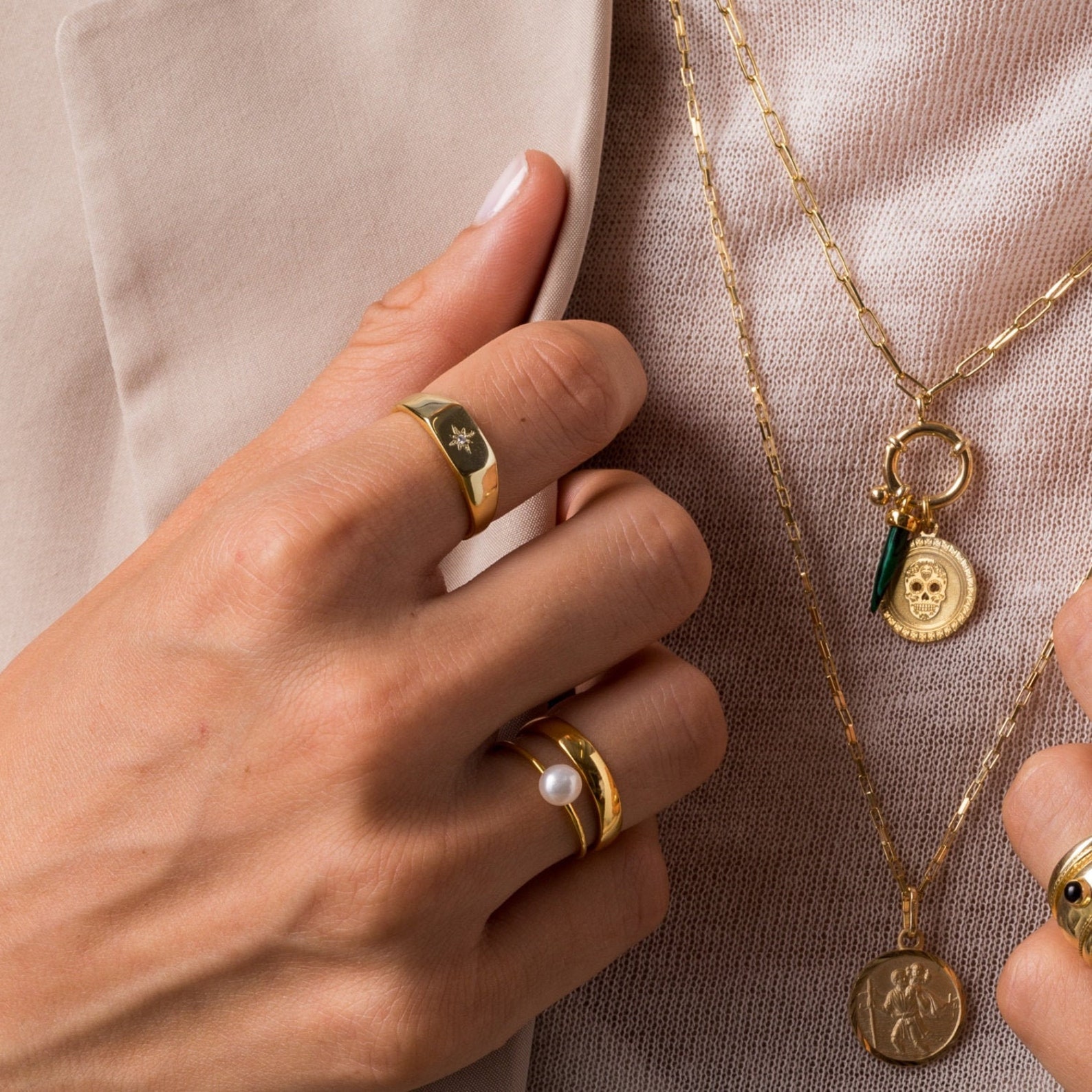 Star Signet Ring Square Signet Cz North Star Gold Ring | Etsy