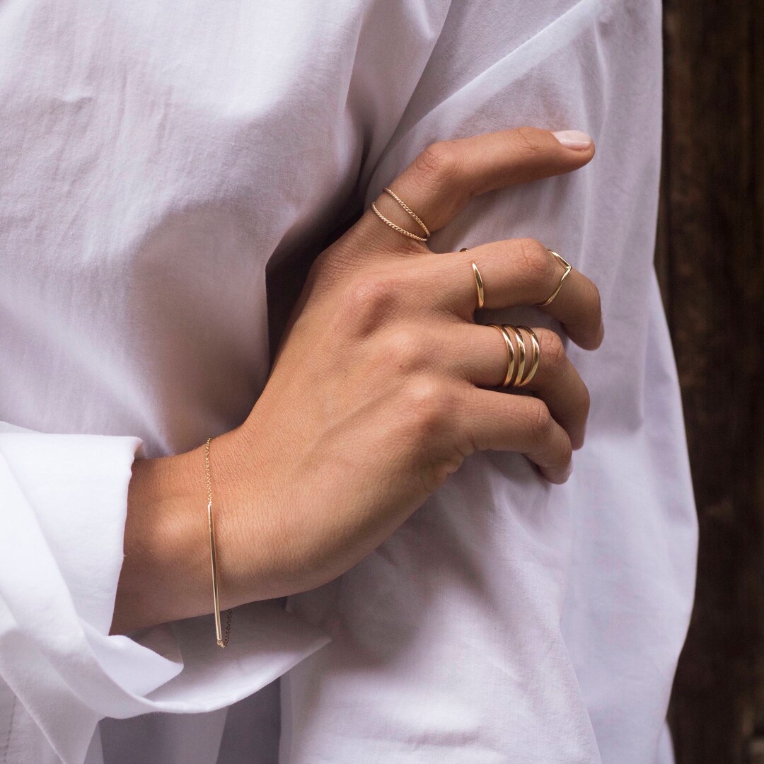 Curve Gold Bracelet, Tubular Gold Bracelet, Gold Bracelet, Silver ...