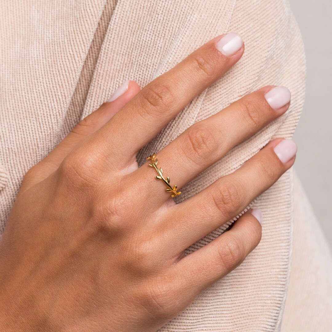 Leaves Ring Gold Leaf Ring Stackable Ring Stacking Ring Minimal Ring ...