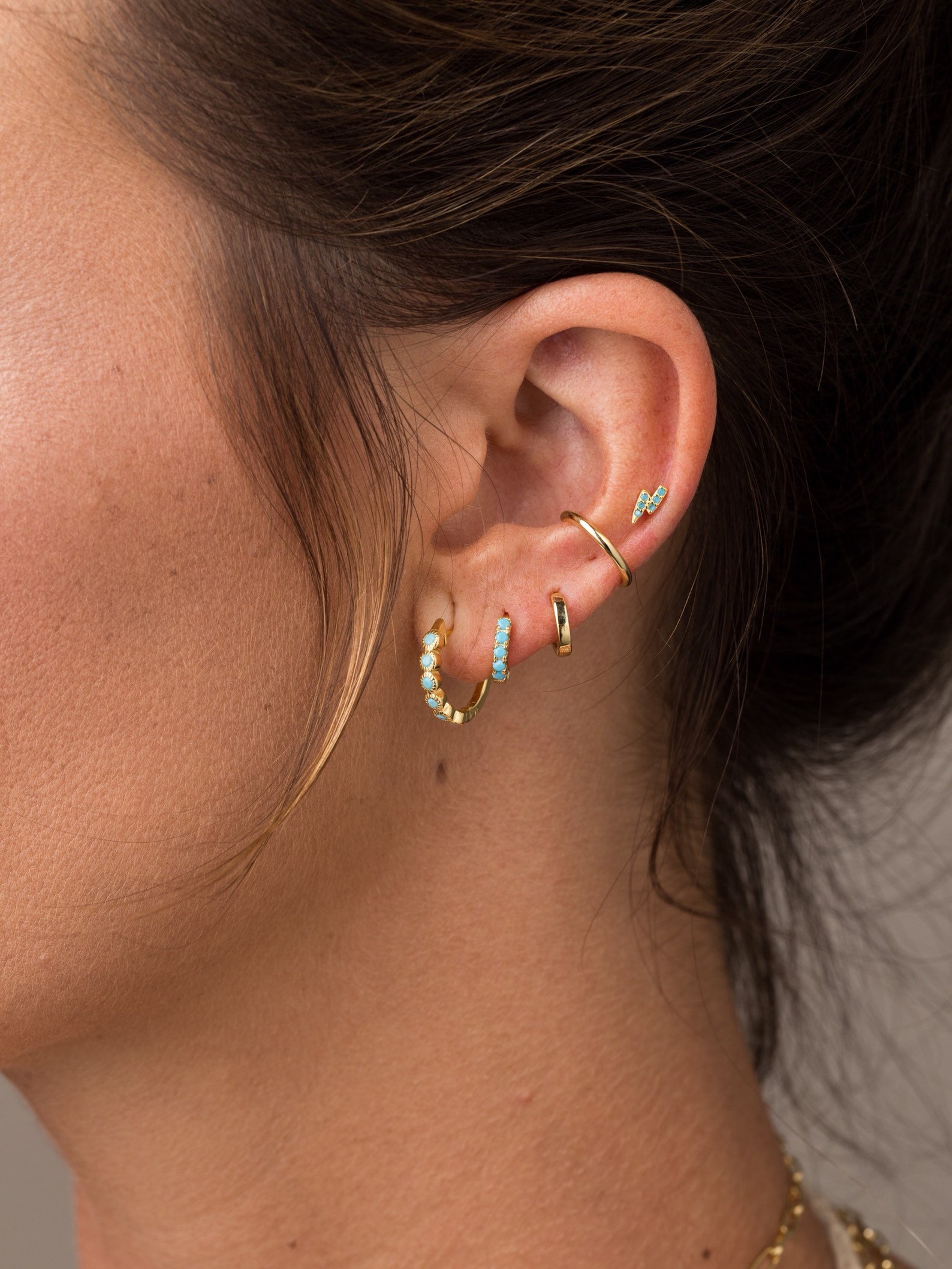 Turquoise Gold Hoops Turquoise Gemstone Hoop Earrings Gold | Etsy