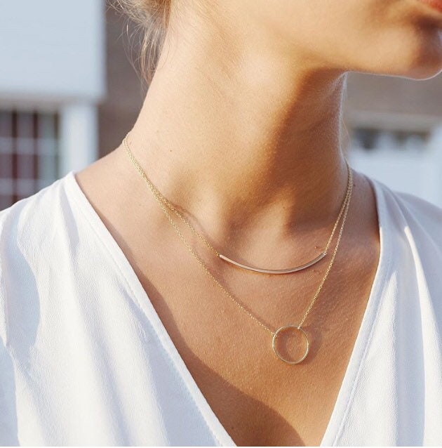 Gold Circle Necklace Round Necklace Karma Necklace - Etsy UK