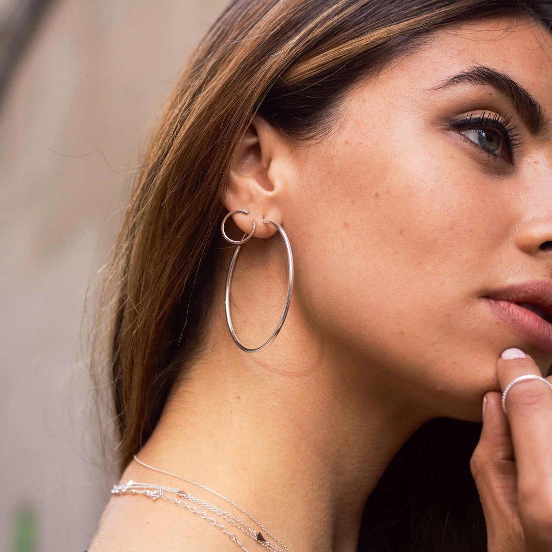 Thin Gold Hoop earrings Large Hoop earrings Minimalist - Etsy.de