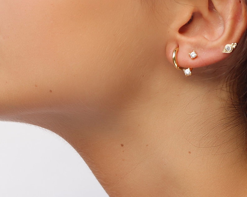 Front back earrings Ear jacket Dainty Ear Jacket Gold - Etsy France