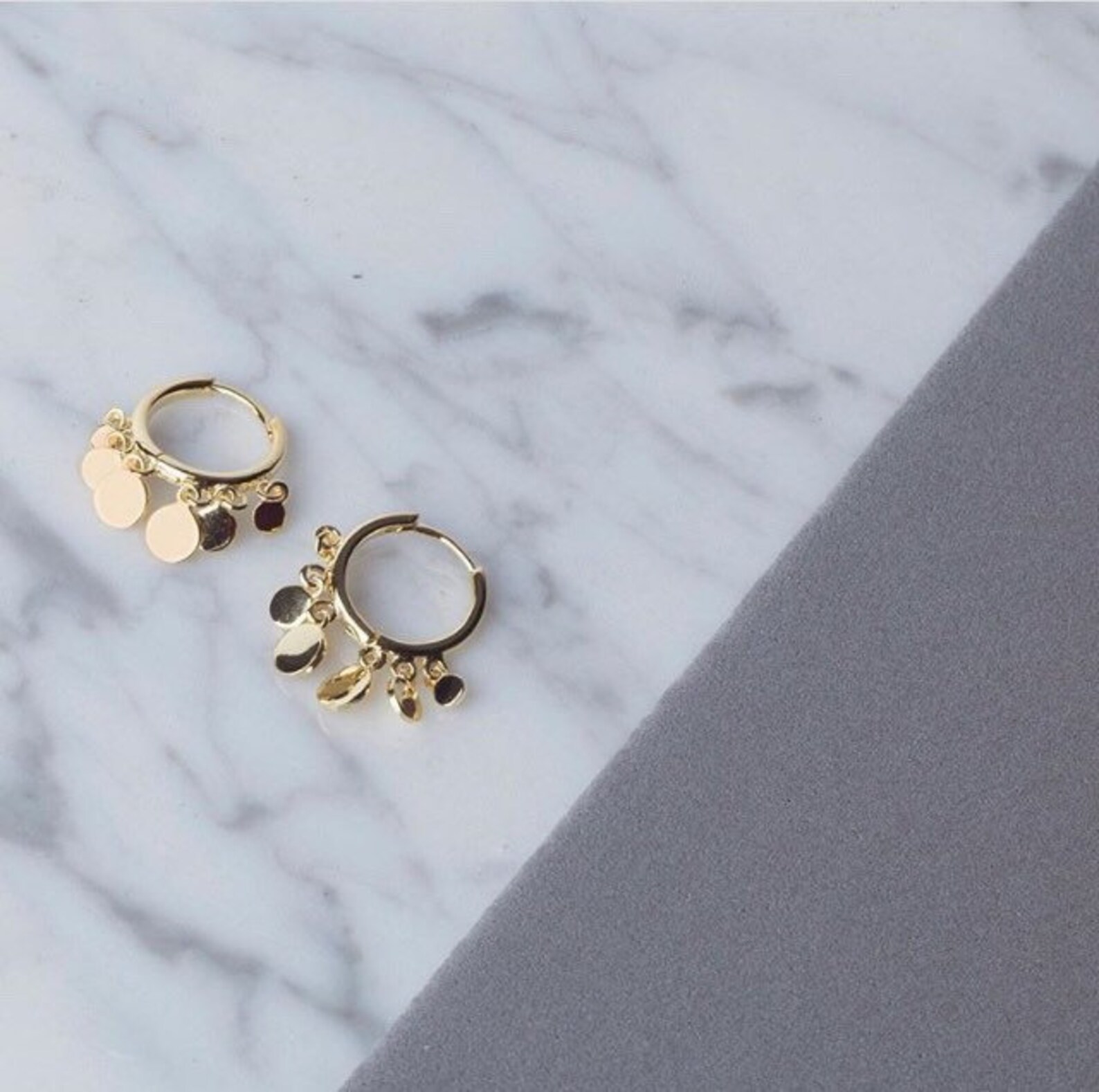 Coin Charm Hoop Earrings Dainty Hoop Earrings Huggie - Etsy