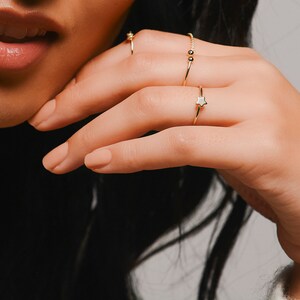 Two Ball Open Ring - Minimalist Ring - Tiny Gold Ring - Dainty Ring ...