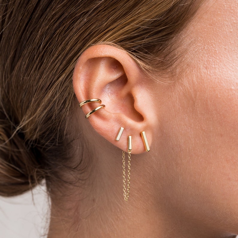 Chain Earrings Gold Plated Chain Earrings Minimal Earrings - Etsy