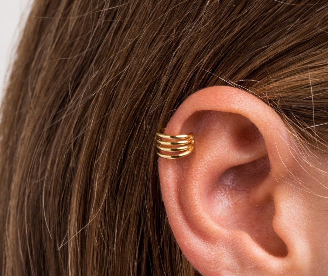 Dainty Ear Cuff - Silver Earcuff - Gold Plated Ear Wrap - Non Pierced ...
