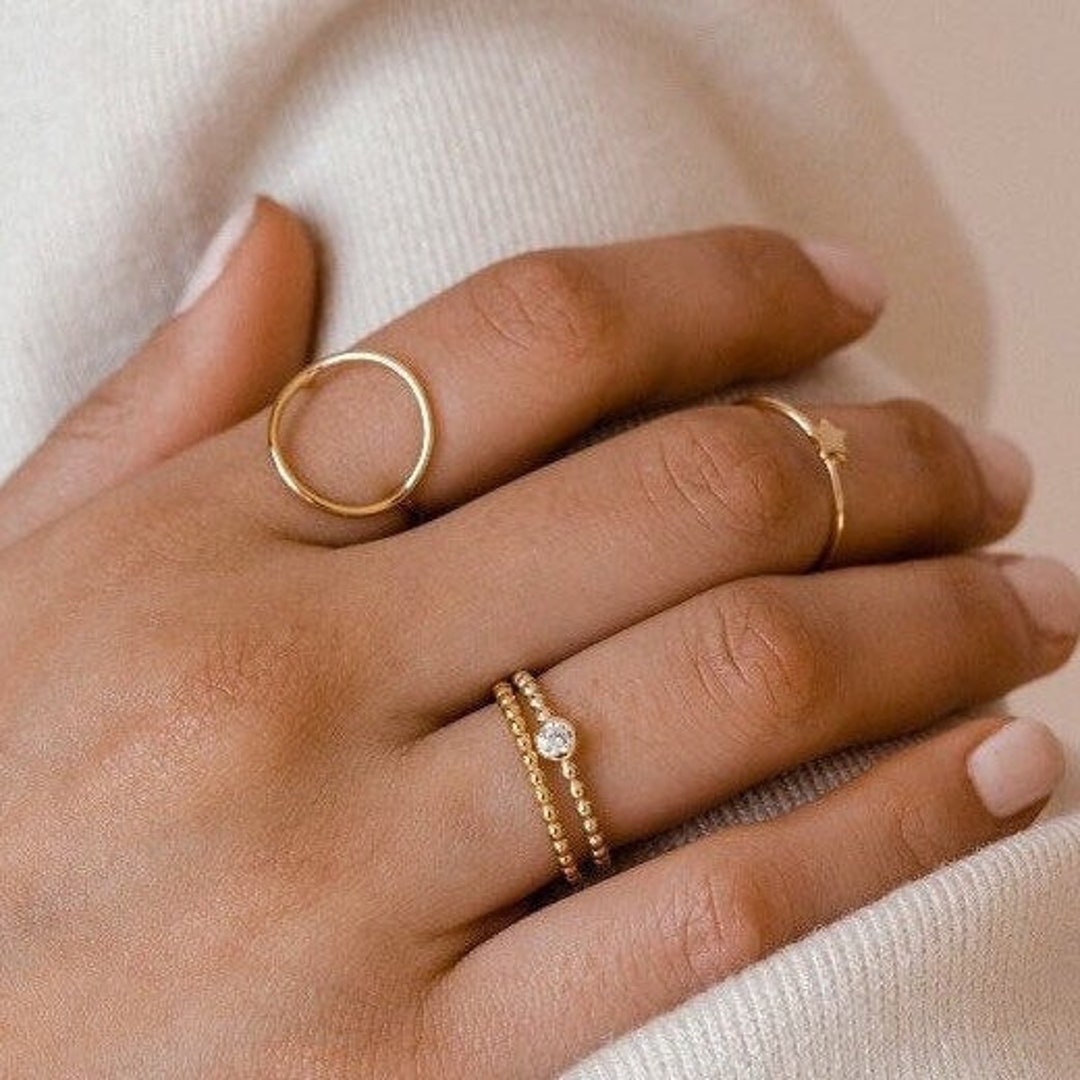 Circle Gold Ring - Outline Circle Curve Ring - Oval Ring - Minimalist ...