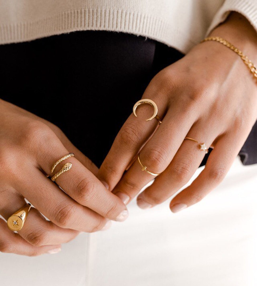 Gold Moon Ring - Minimalist Ring - Horn Ring - Dainty Ring - Delicate ...