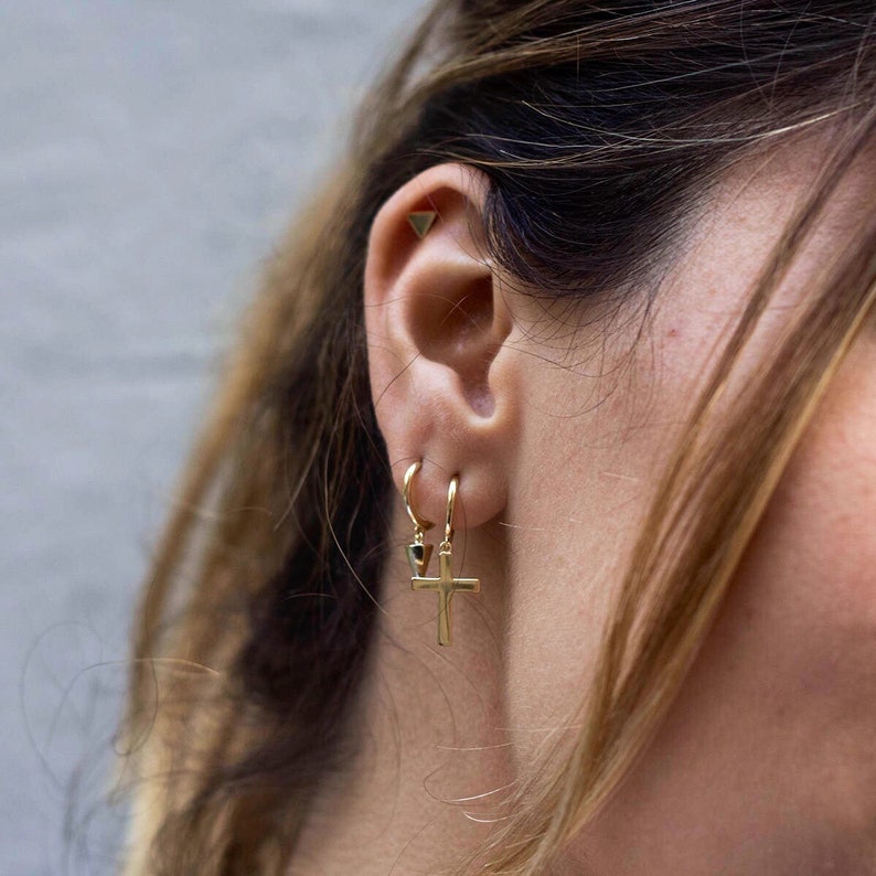 Cross Hoop Earrings Cross-shaped Earrings Rock Cross - Etsy