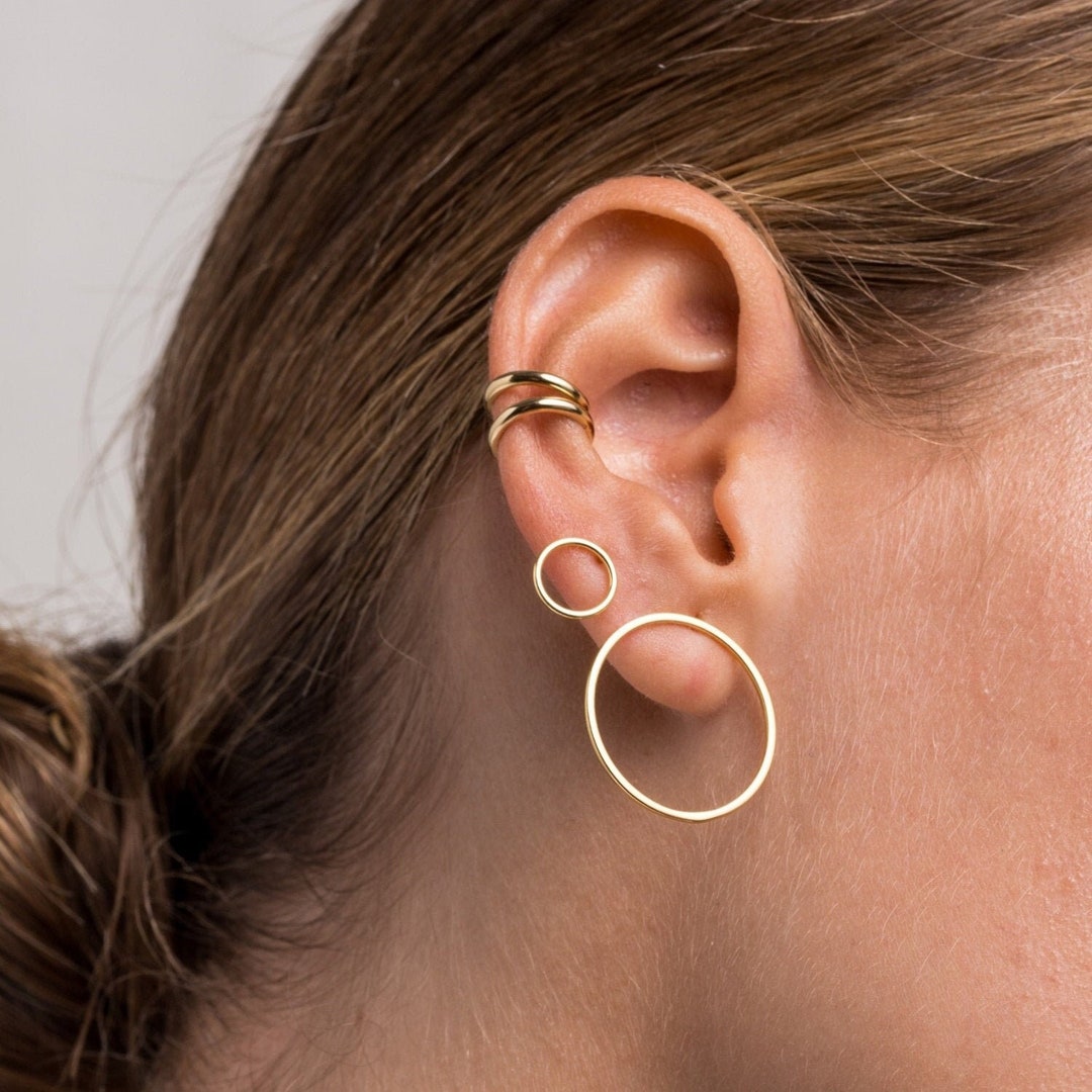 Gold Hoops Studs - Gold Post Earrings - Hoop Stud Earrings - Modern ...