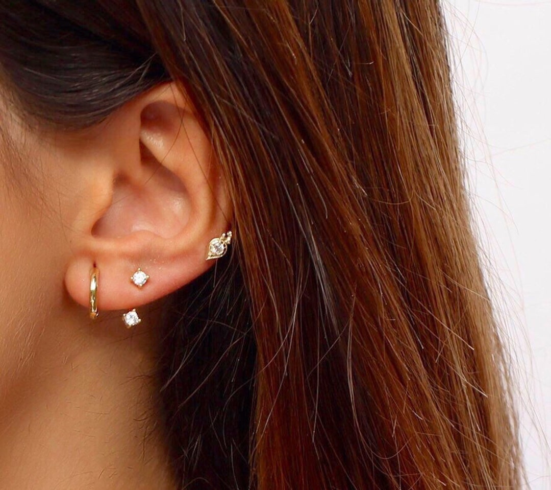 Front Back Earrings - Ear Jacket - Dainty Ear Jacket - Gold Earrings ...