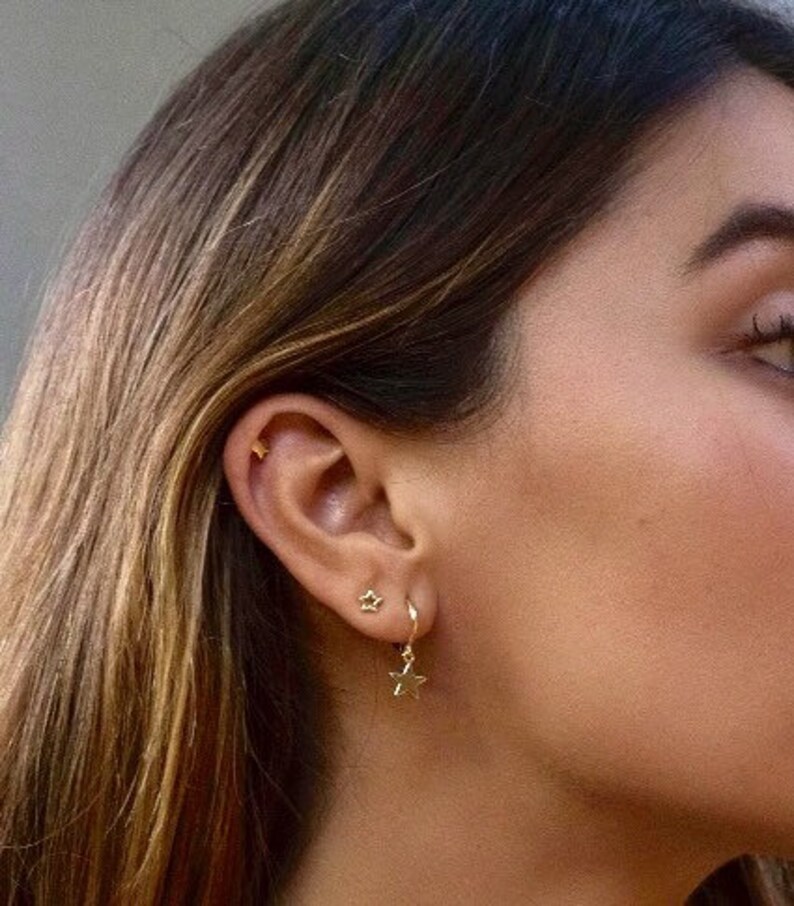 Star Studs Outline Star Stud Earrings Tiny Star Earrings | Etsy