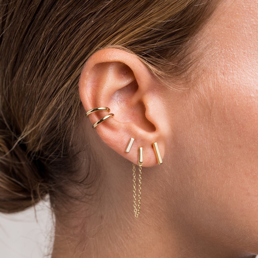 Chain Earrings - Gold Plated Chain Earrings - Minimal Earrings - Dainty ...