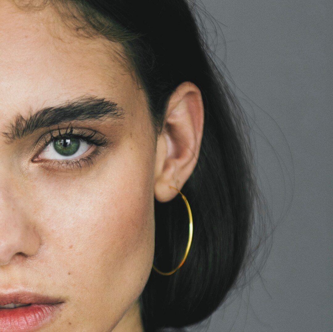 Thin Gold Hoop Earrings - Large Hoop Earrings - Minimalist Hoop ...