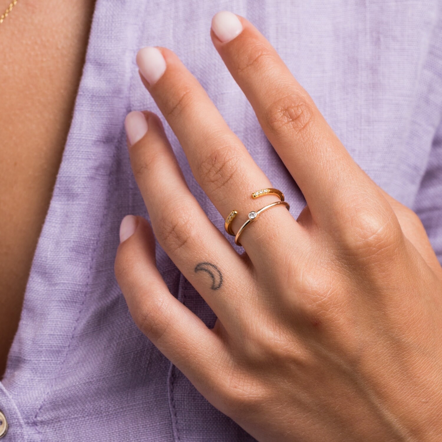 Minimal ring-Open cz ring 18k gold plated ring Stacklable | Etsy