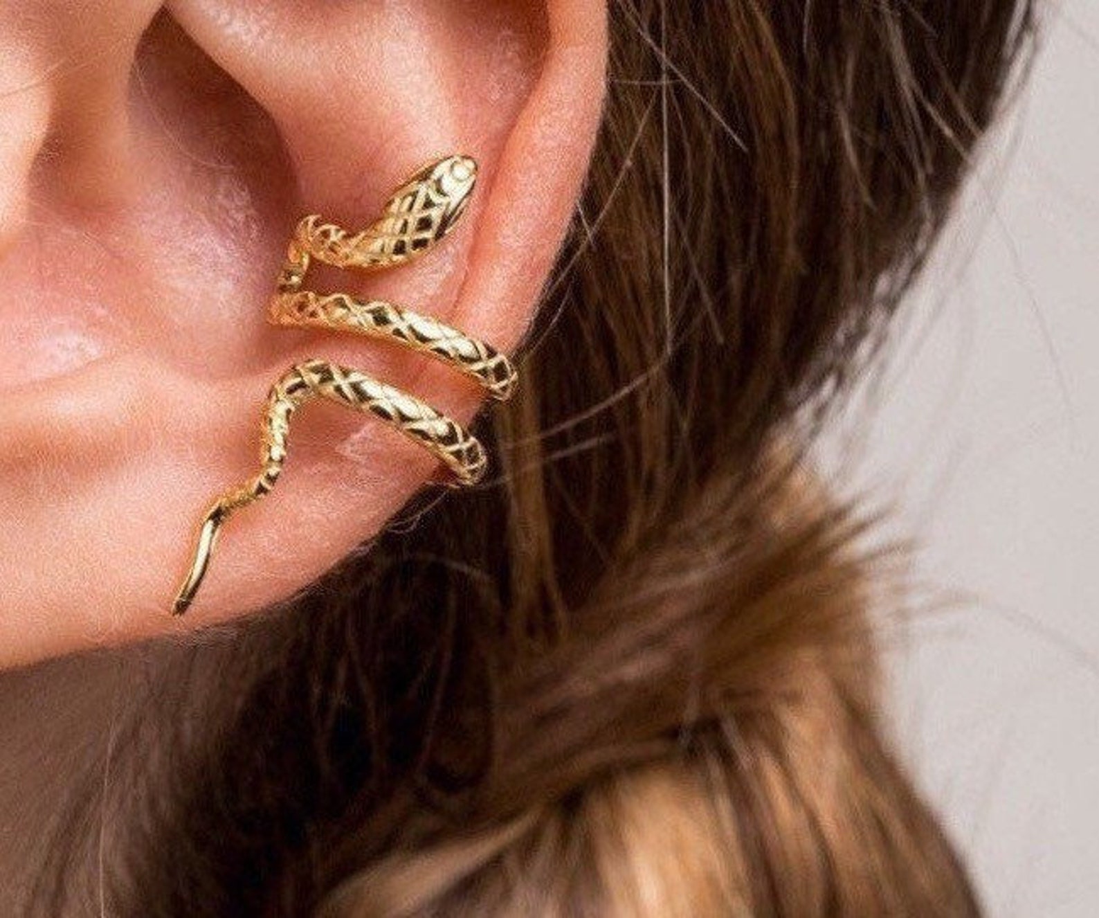 Snake Ear Cuff Huggie Ear Cuff Gold Ear Cuff Serpent Ear - Etsy