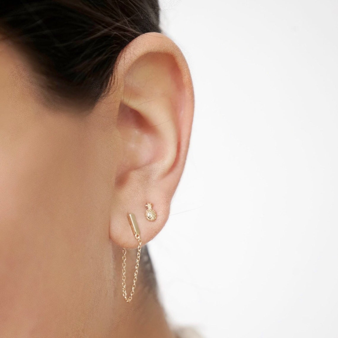 Chain Earrings Gold Plated Chain Earrings Minimal Earrings - Etsy
