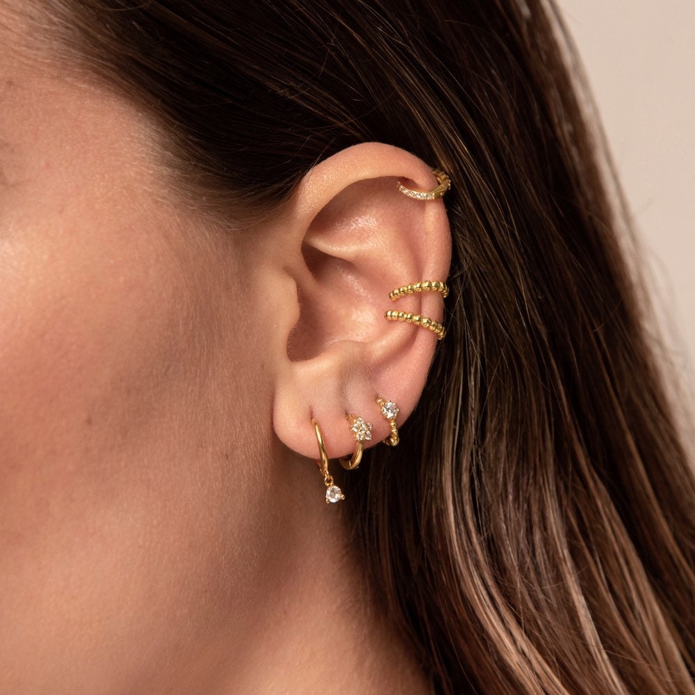 Cz Dangle Charm Hoops Cz Hoops Minimalist Hoops Delicate - Etsy UK