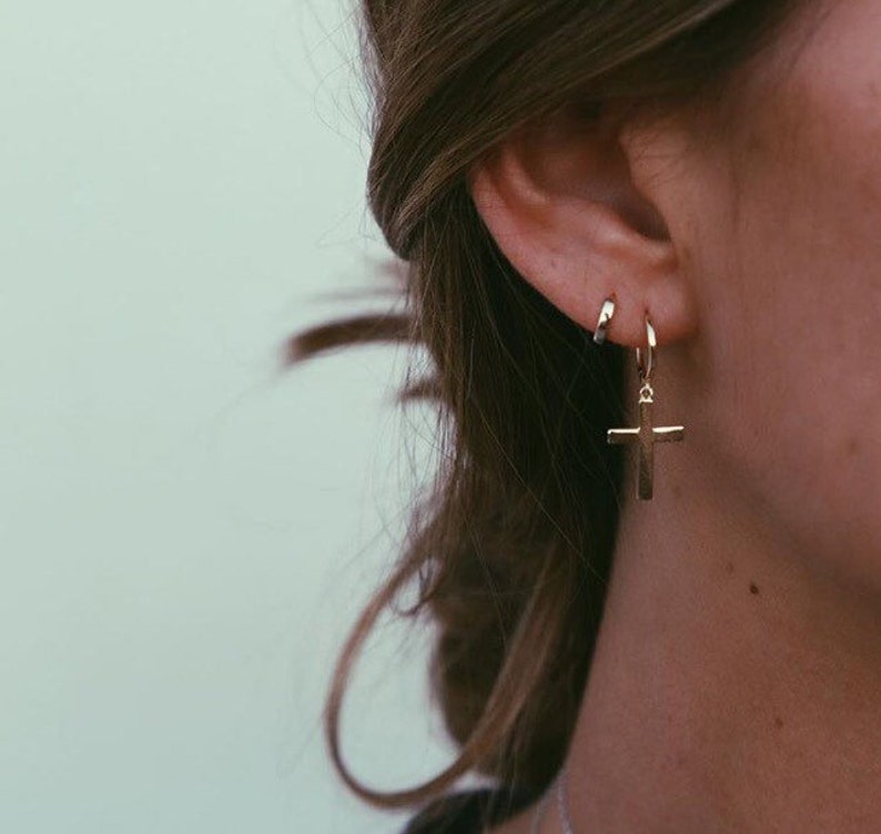 Cross Hoop Earrings - Cross-shaped Earrings - Rock Cross Earrings ...