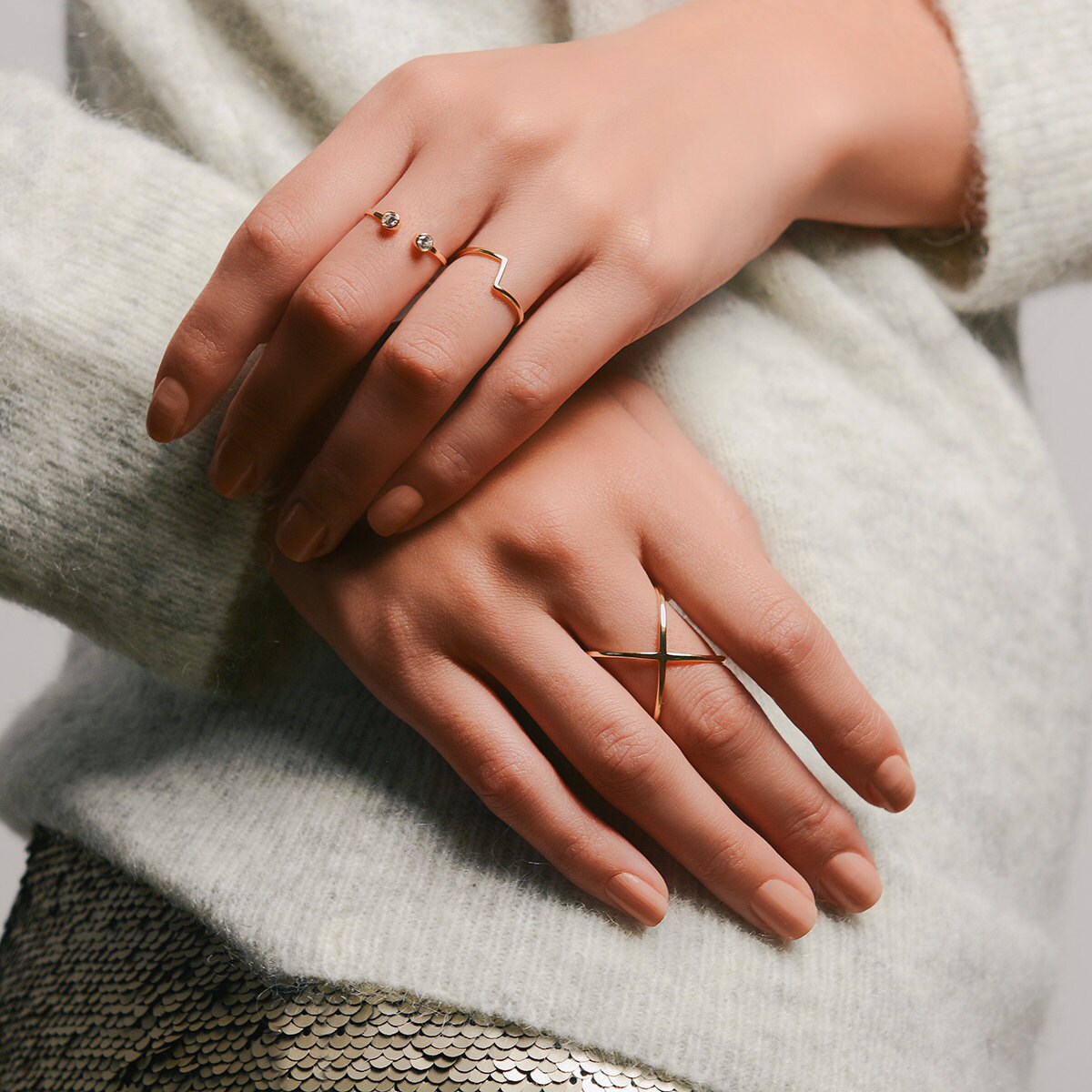 Criss cross ring Gold Cross X ring Sterling silver criss | Etsy