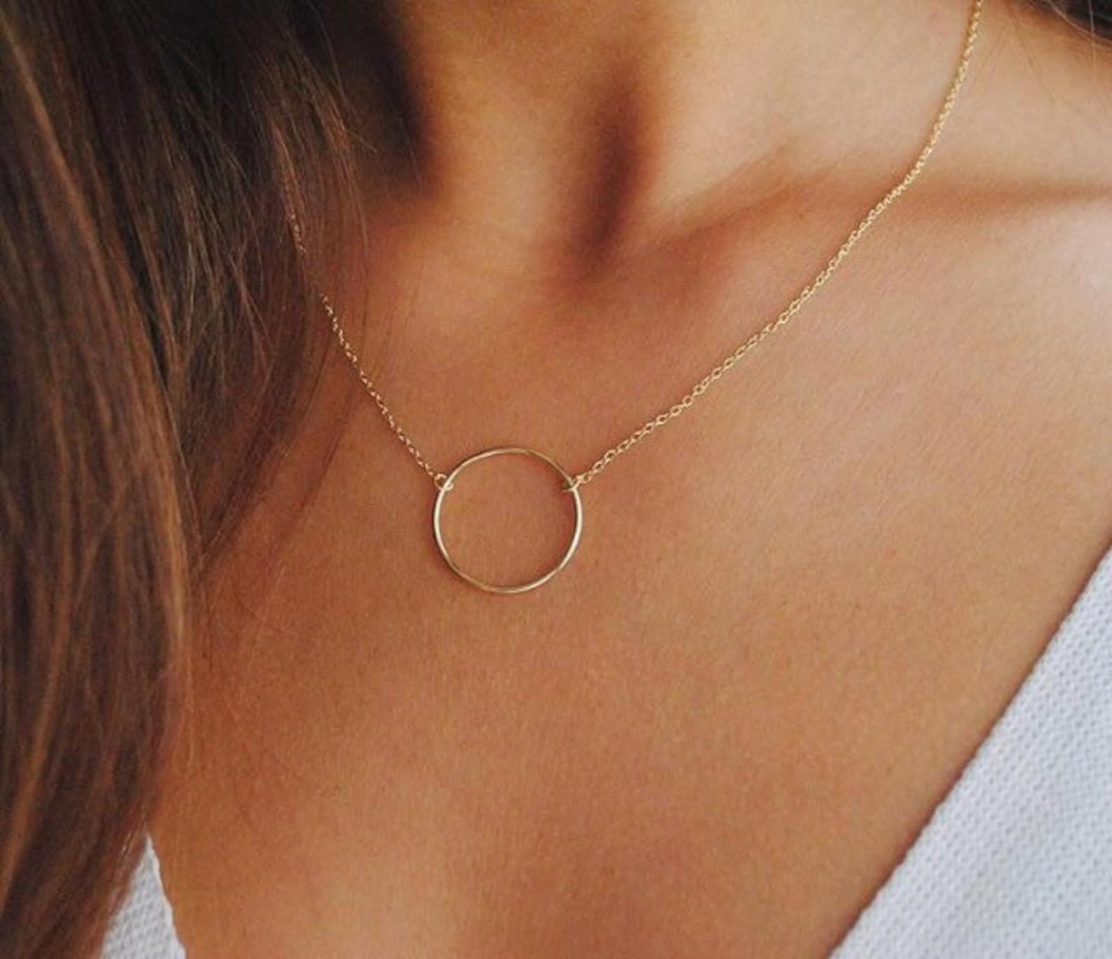 Gold Circle Necklace Round Necklace Karma Necklace - Etsy