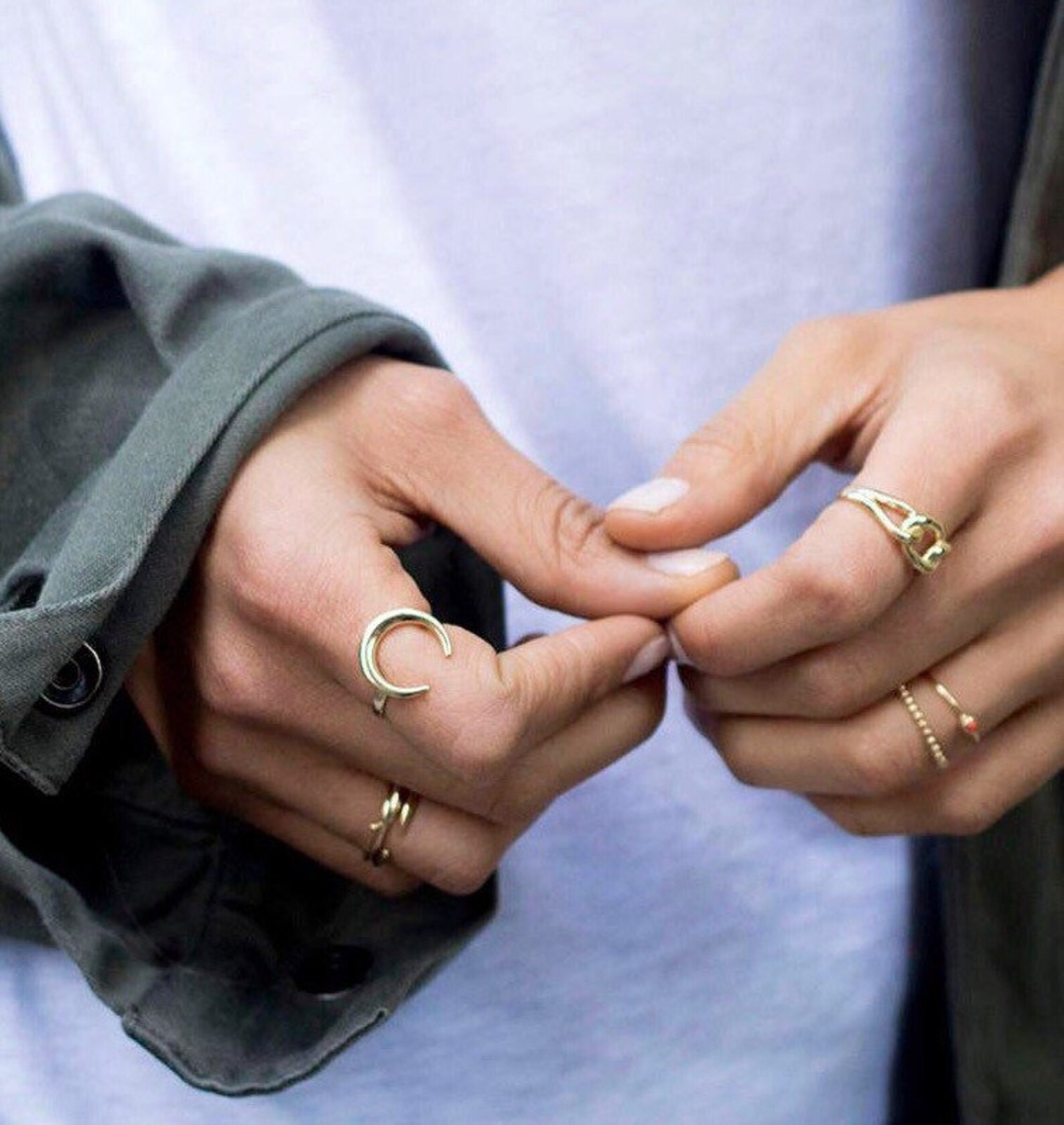 Gold Moon Ring Minimalist Ring Horn Ring Dainty Ring - Etsy