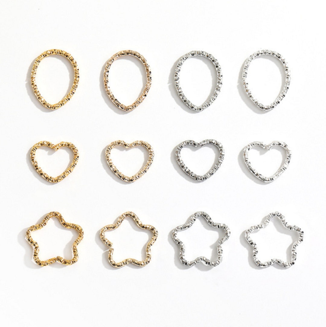 50 Pcs / Textured Hoop Connectors, Craft Round Connector Rings ...