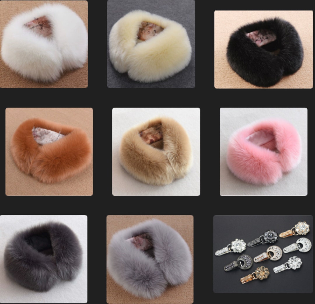 55cm / Faux Fur Collar for Women, Winter Faux Fur Collar Scarf ...