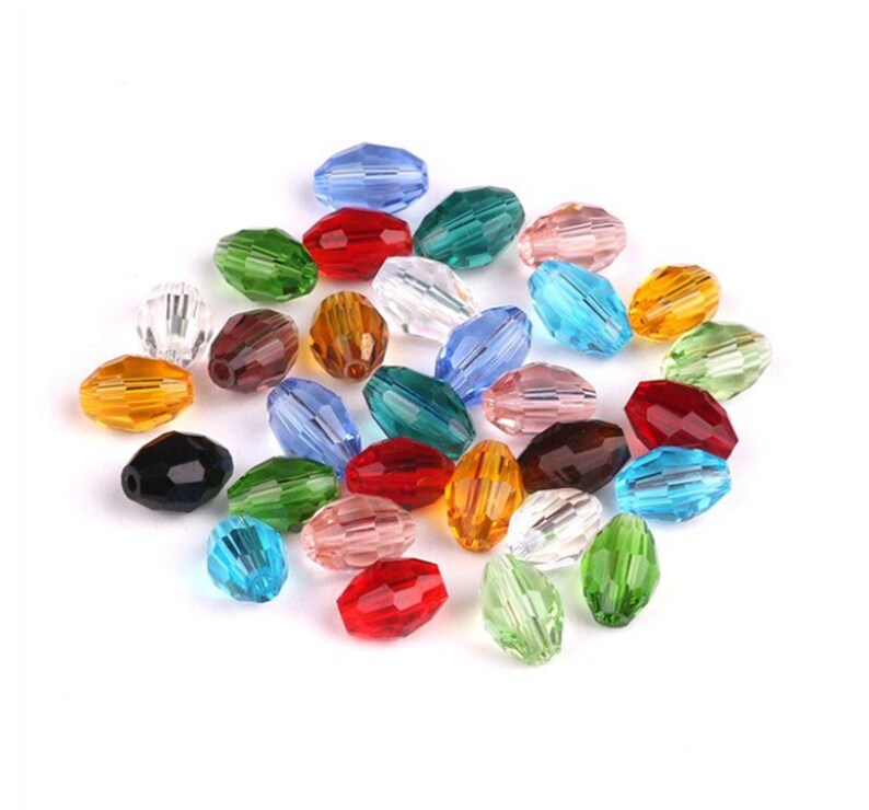 70 Pcs / 6 X 8mm / Mix Oval Rice Crystal Beads Oval Glass - Etsy