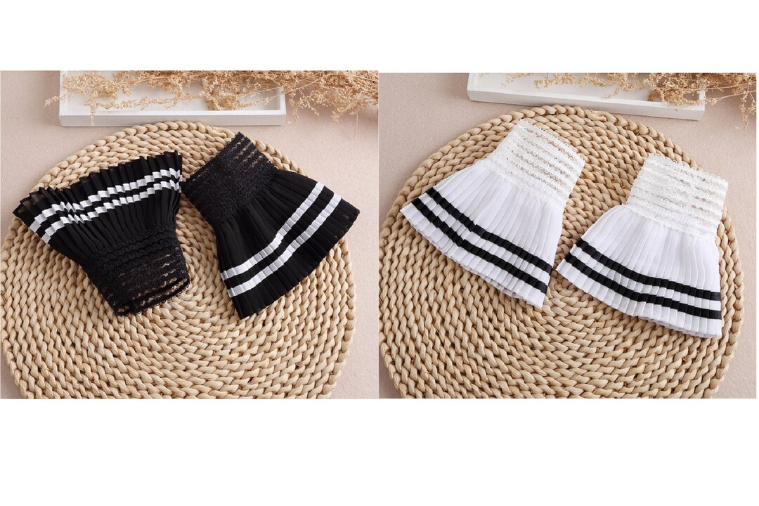 Pure White, Black/ Fake Lace Wrist Cuffs / Lolita Fake Sleeve Cuffs ...