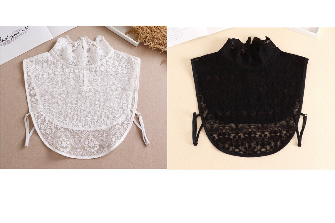 Off White, Black / Fake Collar / Fake Lace Collar / Detachable / Half ...